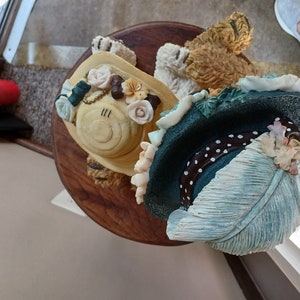 Victorian Teddy Bear Figurine - Bonnet Fedora - Mom & Child - Unique ...