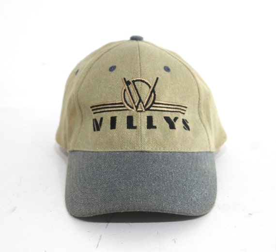 vintage CREAM & grey WILLY'S 1990s baseball hat snapb… - Gem