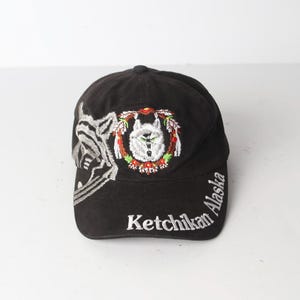 Vintage KETCHIKAN ALASKA Wolf Embroidered All Over Print BASEBALL Hat ...