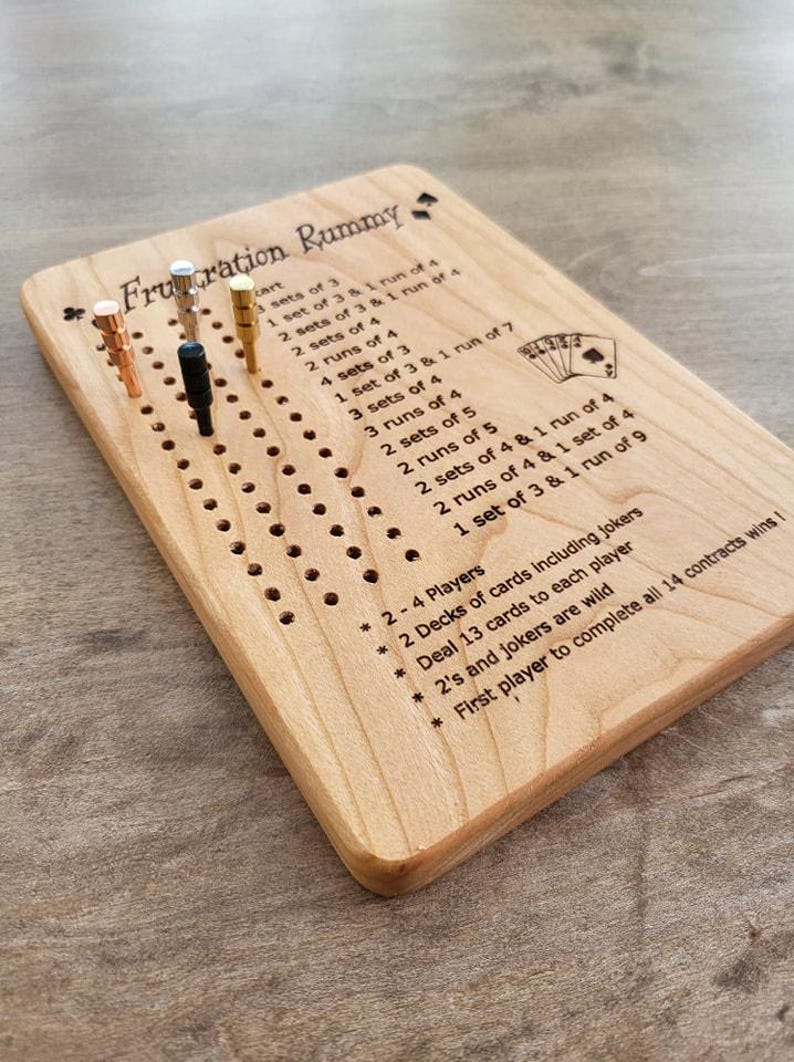 Personalizable Frustration Rummy Game Board - Cherry Hardwood Card Game ...