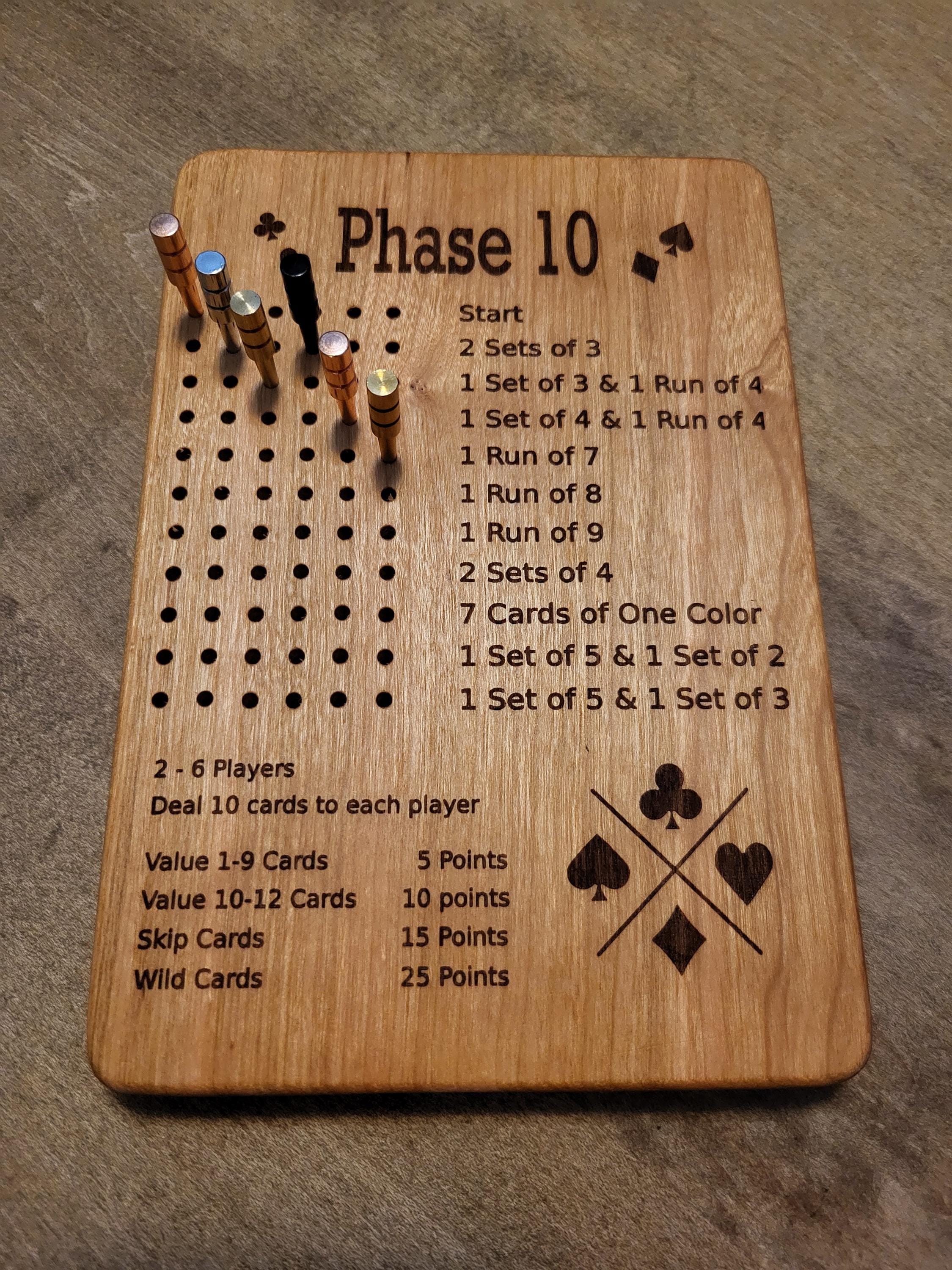 Phase 10 Game Board - Card Game - Family - Friend - Game Night - Etsy