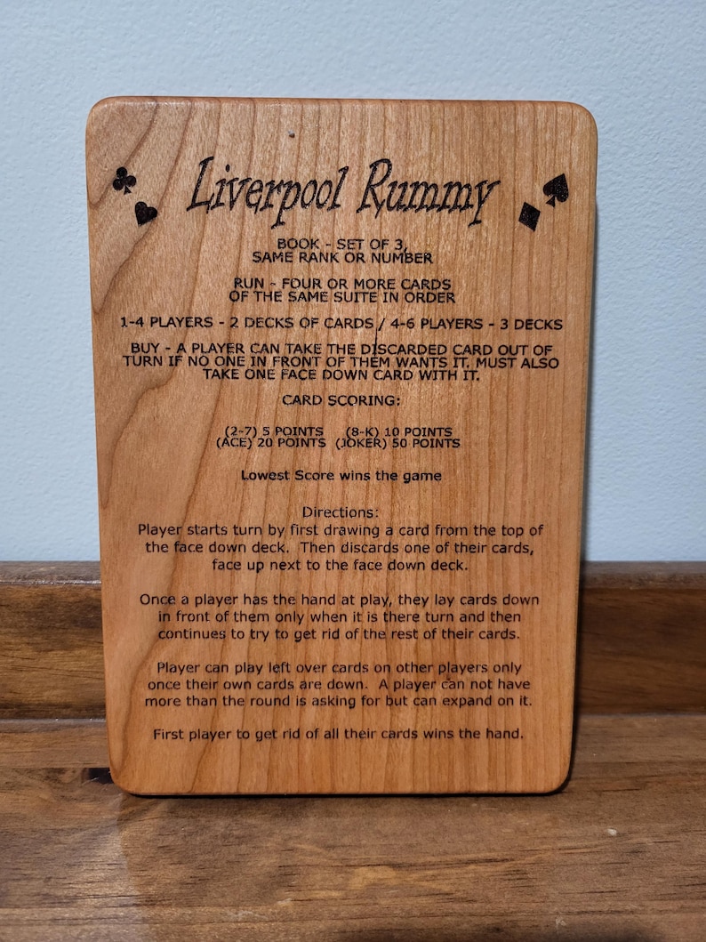 Personalizable Frustration Rummy Game Board - Cherry Hardwood Card Game ...