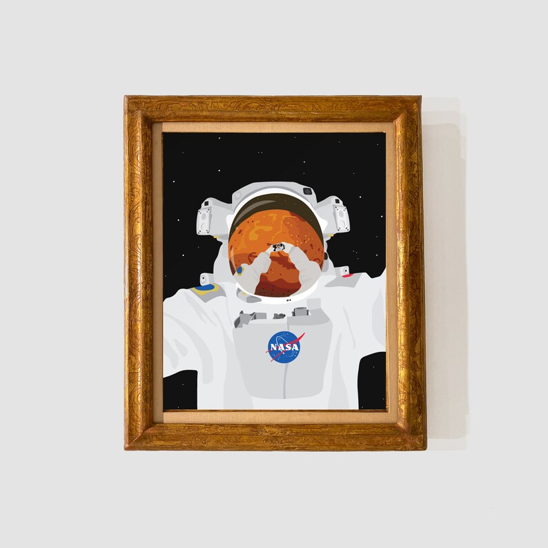 Astronaut Selfie From Mars NASA Space Galaxy Art Print - Etsy