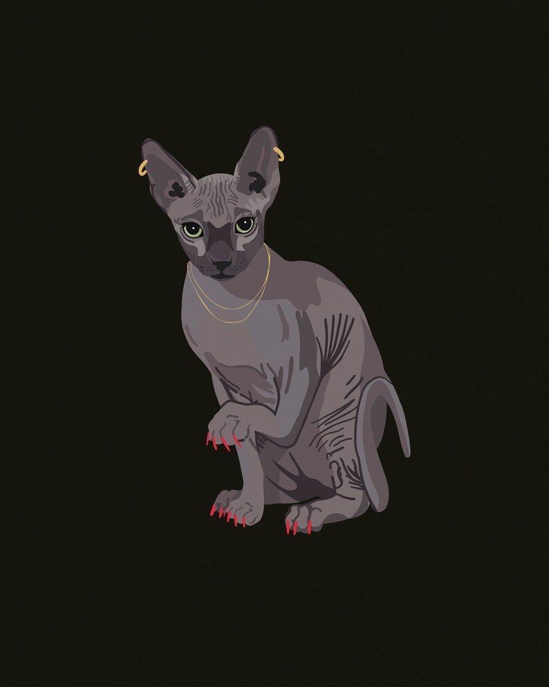 Sphynx Cat Art Print - Etsy