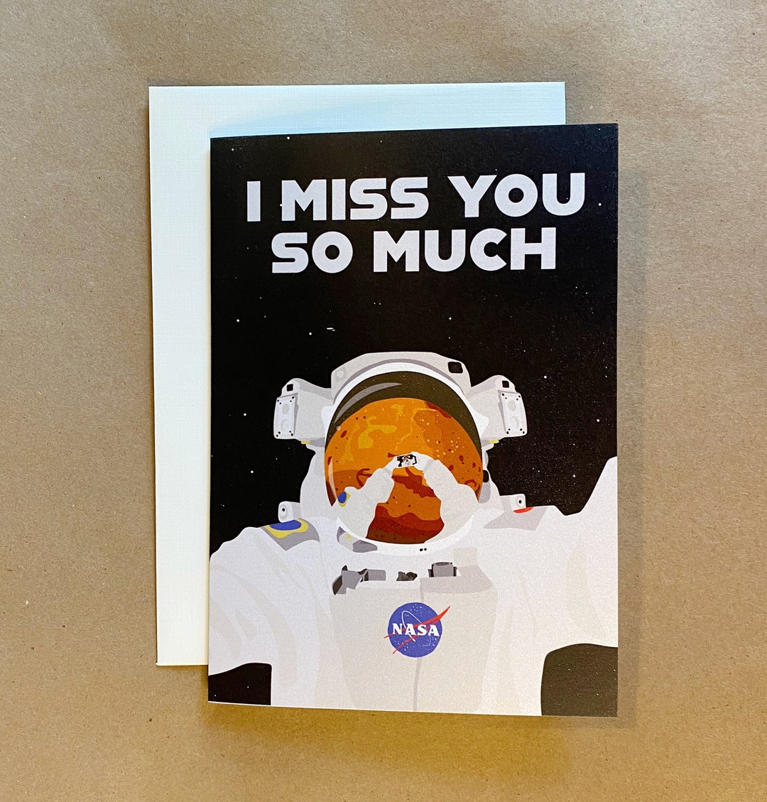 I Miss You Greeting Card Mars Space Astronaut Card - Etsy