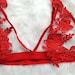 Red Lace Bralette, Valentines Gift, Red Lingerie, Sheer Lingerie ...