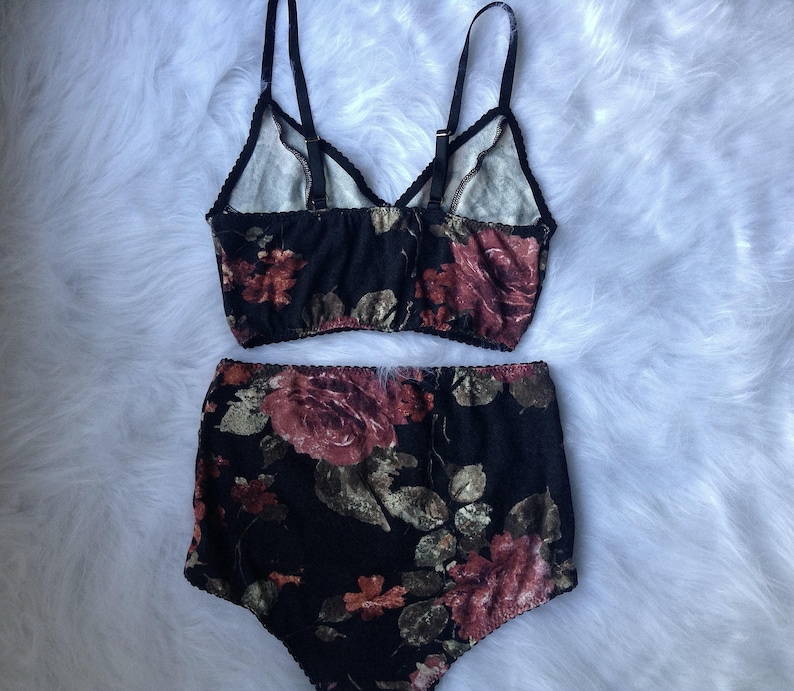 Floral Lingerie Set, Knitted Lingerie Set, Winter Lingerie, High ...