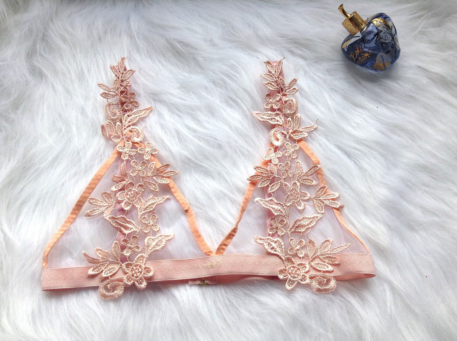 Pink Bralette, Floral Bralette, Sheer Bralette, Cute Bralette, Festival ...