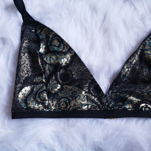 Gold Foiled Bralette Lingerie Set - Etsy