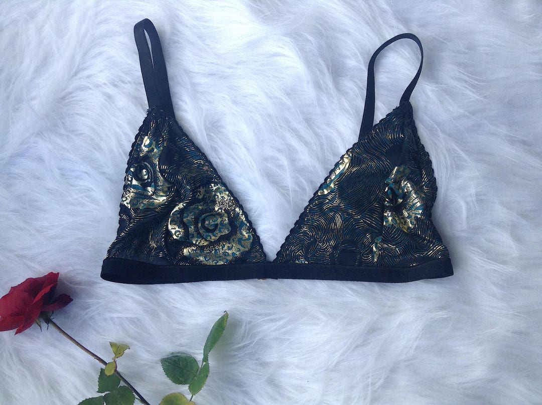 Lana Gold Bralette, Lame Bralette, Shiny Bralette, Disco Bralette ...