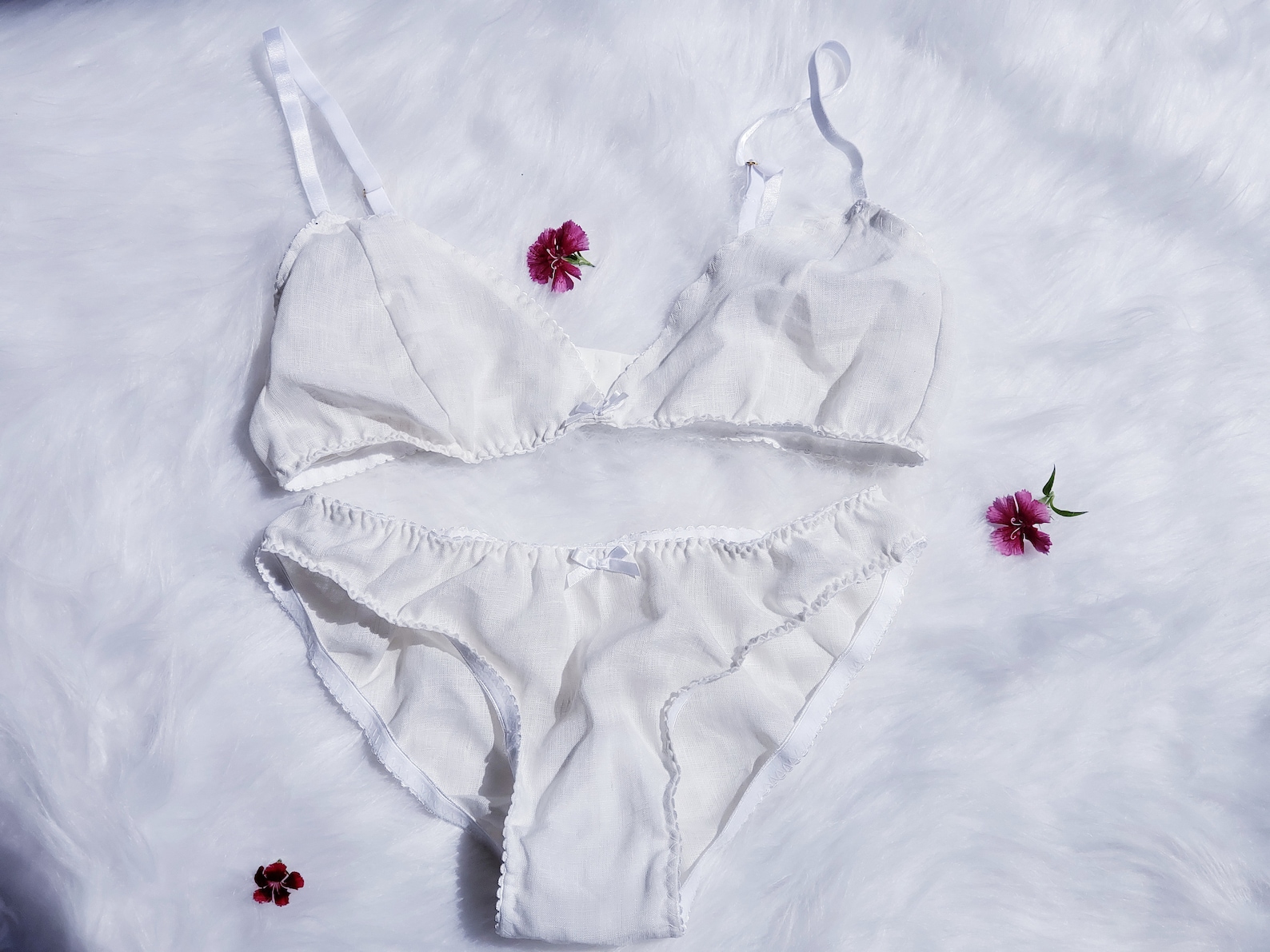 White Linen Lingerie Set, Comfy Lingerie, Loungewear, Sustainable ...
