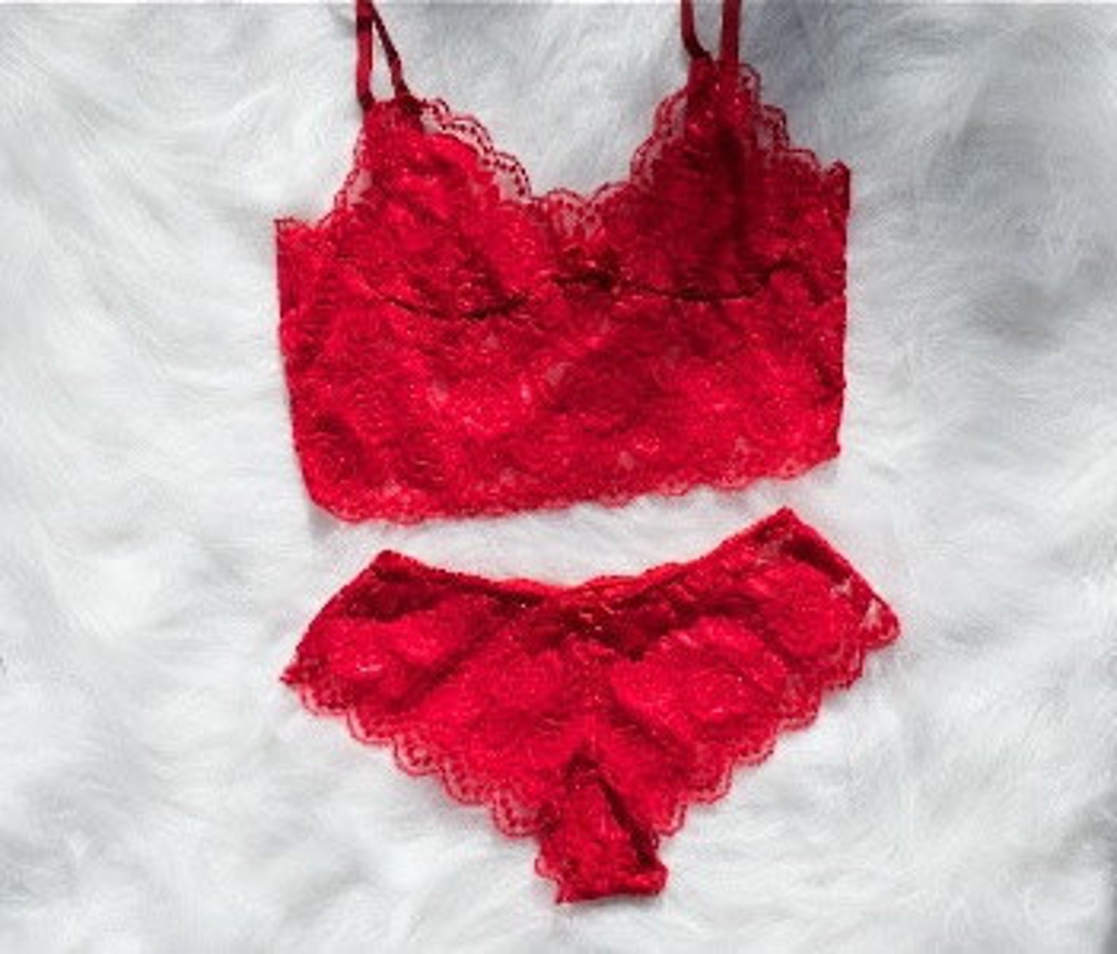 Sienna Red Lace Lingerie Set, Valentines Gift for Her, Loungewear, Sexy ...
