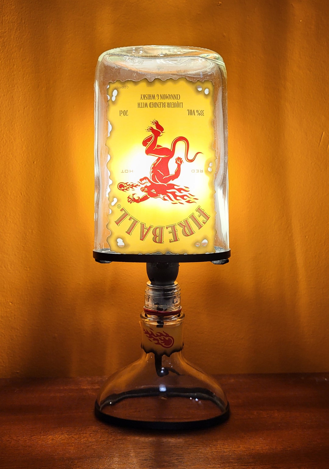 Fireball Liqueur Upcycled Bottle Lamp - Etsy UK