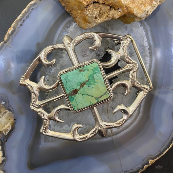 Silver Turquoise Belt Buckle - Etsy