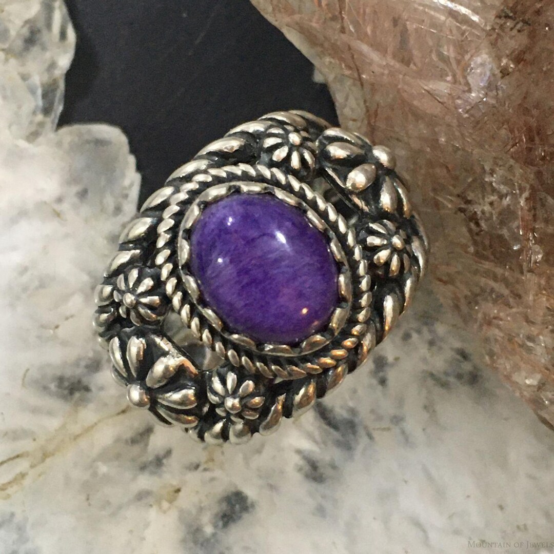 Carolyn Pollack Vintage Sterling Silver Oval Charoite Decorated Ring ...
