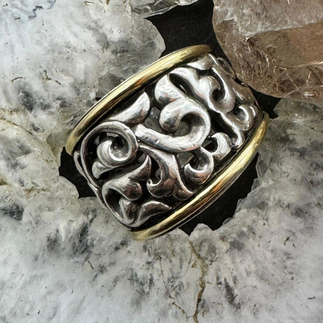 Charles Krypell Vintage Sterling Silver & 18K Yellow Gold Fashion Dome ...