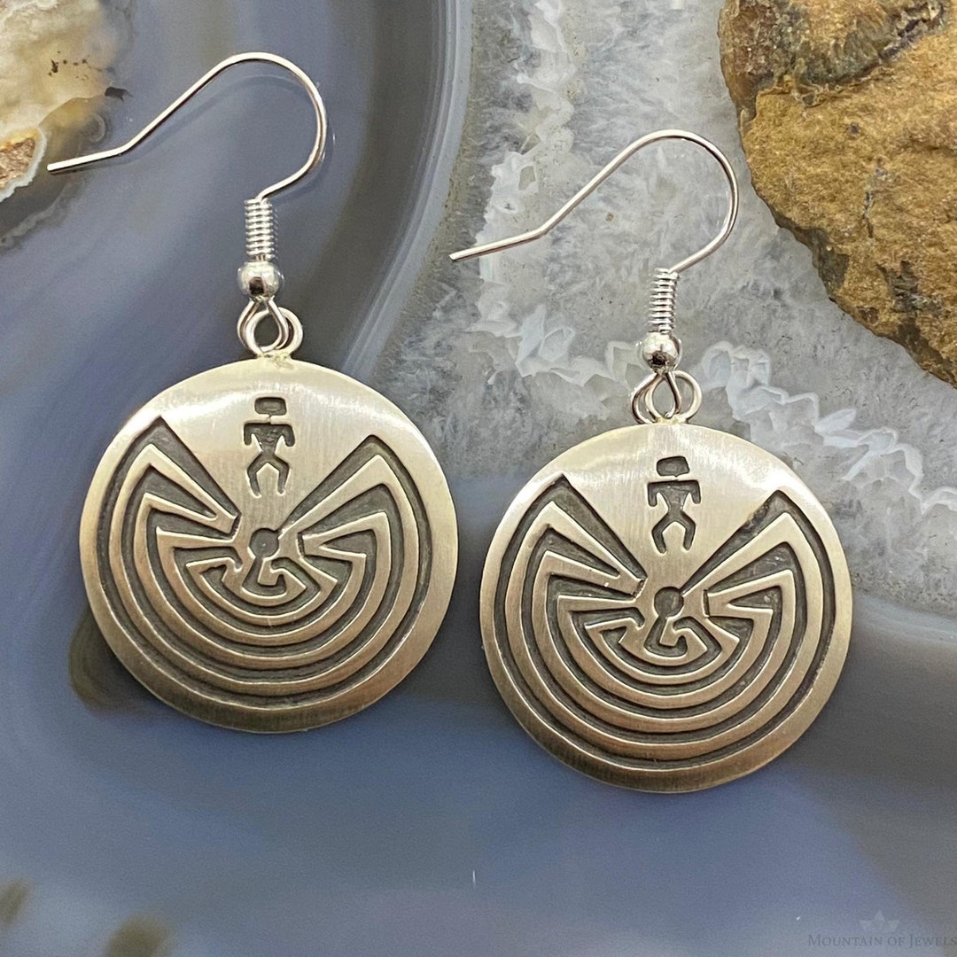 Stanley Gene Sterling Silver Man in the Maze Dangle Earrings - Etsy