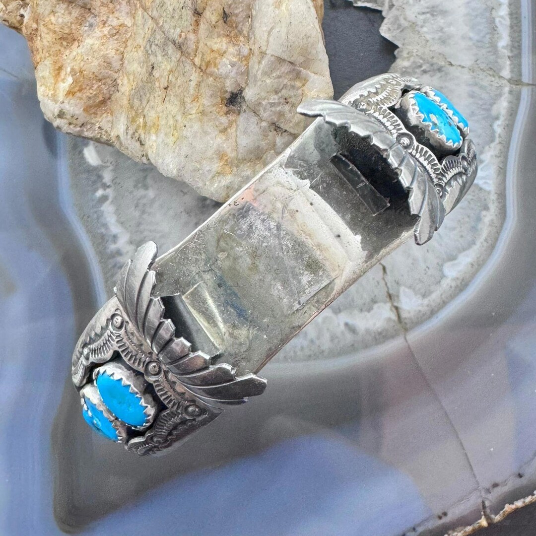 Wilbur Musket Vintage Native American Sterling Silver Kingman Turquoise ...
