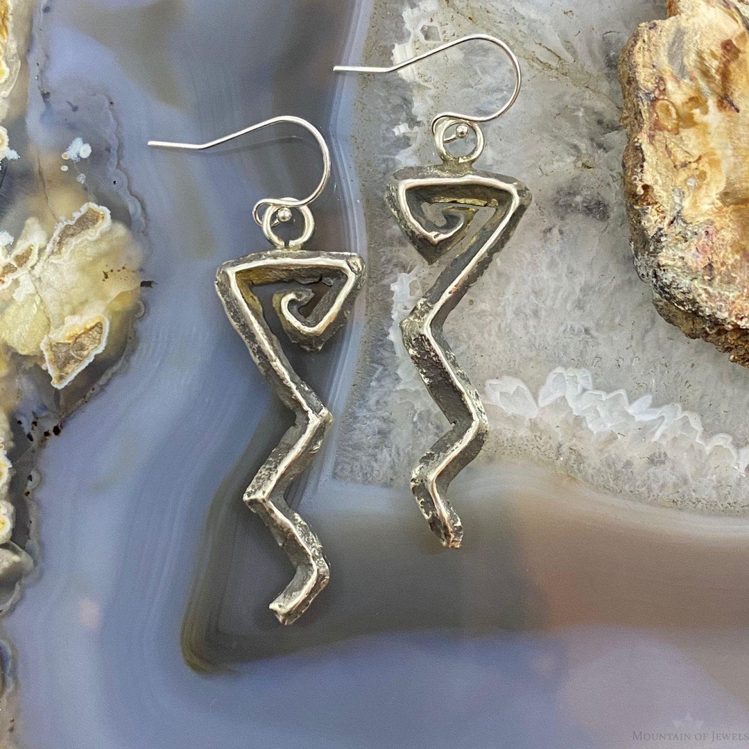 Cheyenne Custer Navajo Sterling Silver Tufa Cast lightning Double Sided ...