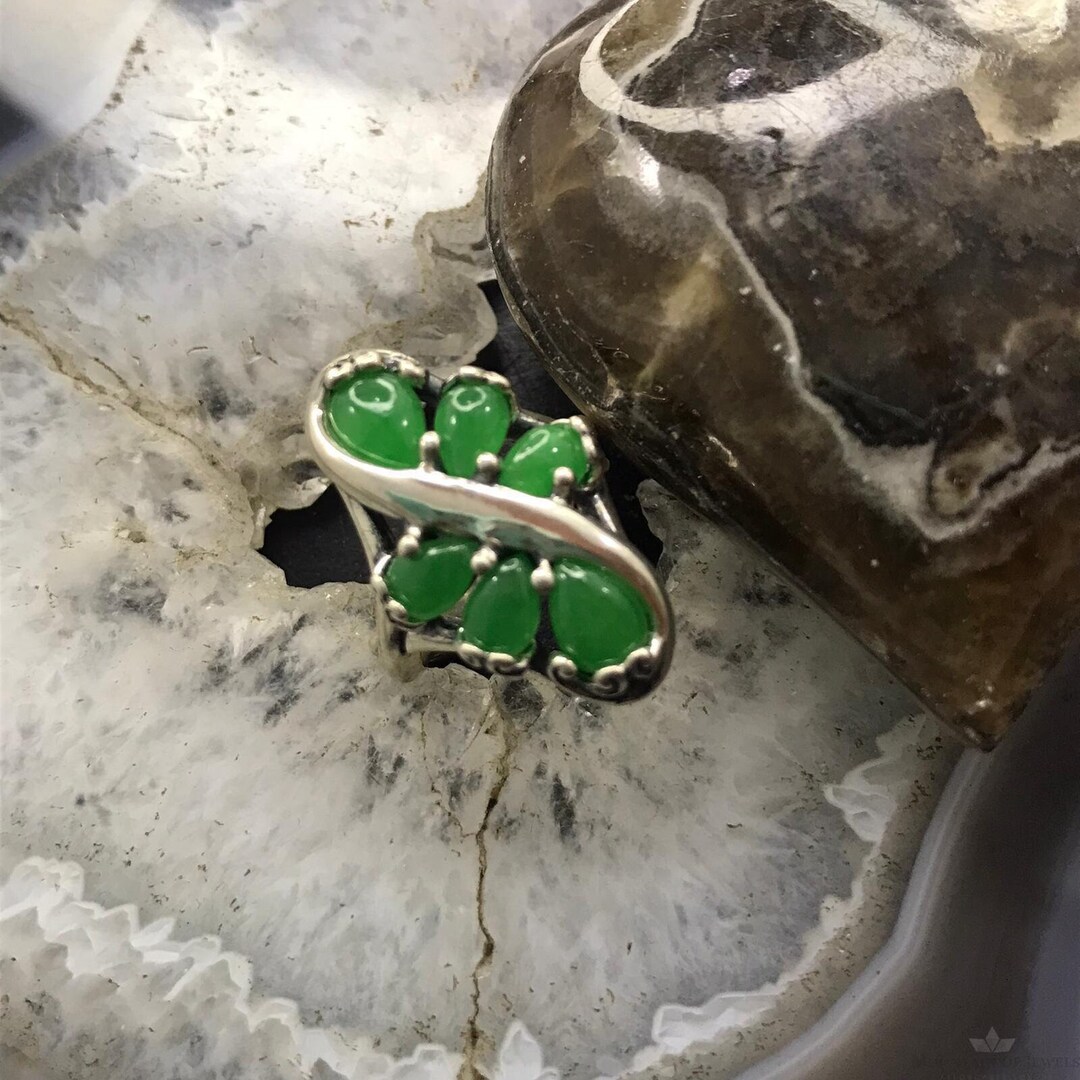 Carolyn Pollack Sterling Silver 6 Pear Green Chalcedony Ring Size 5 for ...