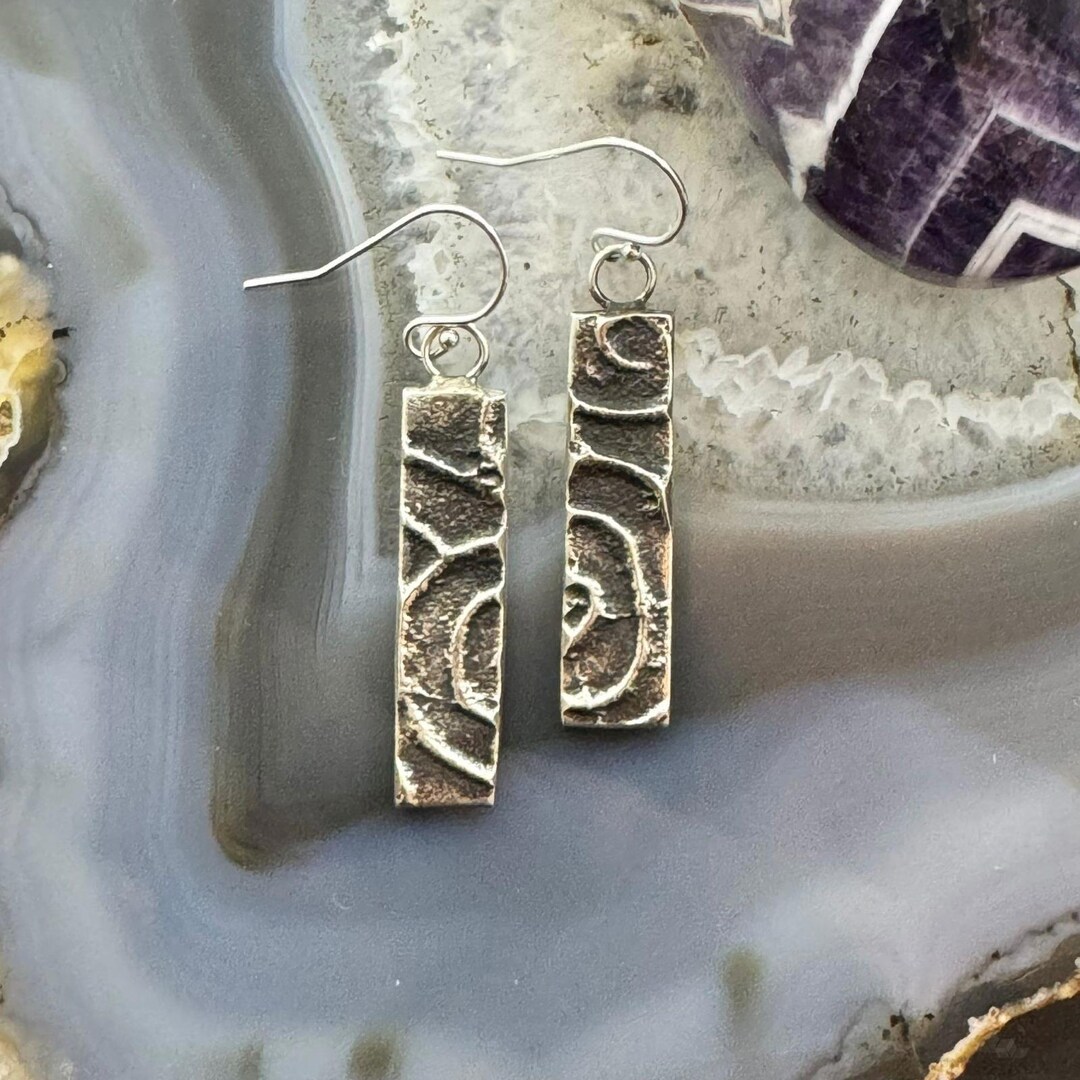 Cheyenne Custer Sterling Silver Tufa Cast Earrings for Women 1, Navajo ...