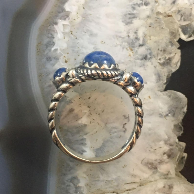 Carolyn Pollack Southwestern Style Sterling Silver 3 Denim Lapis Ring ...