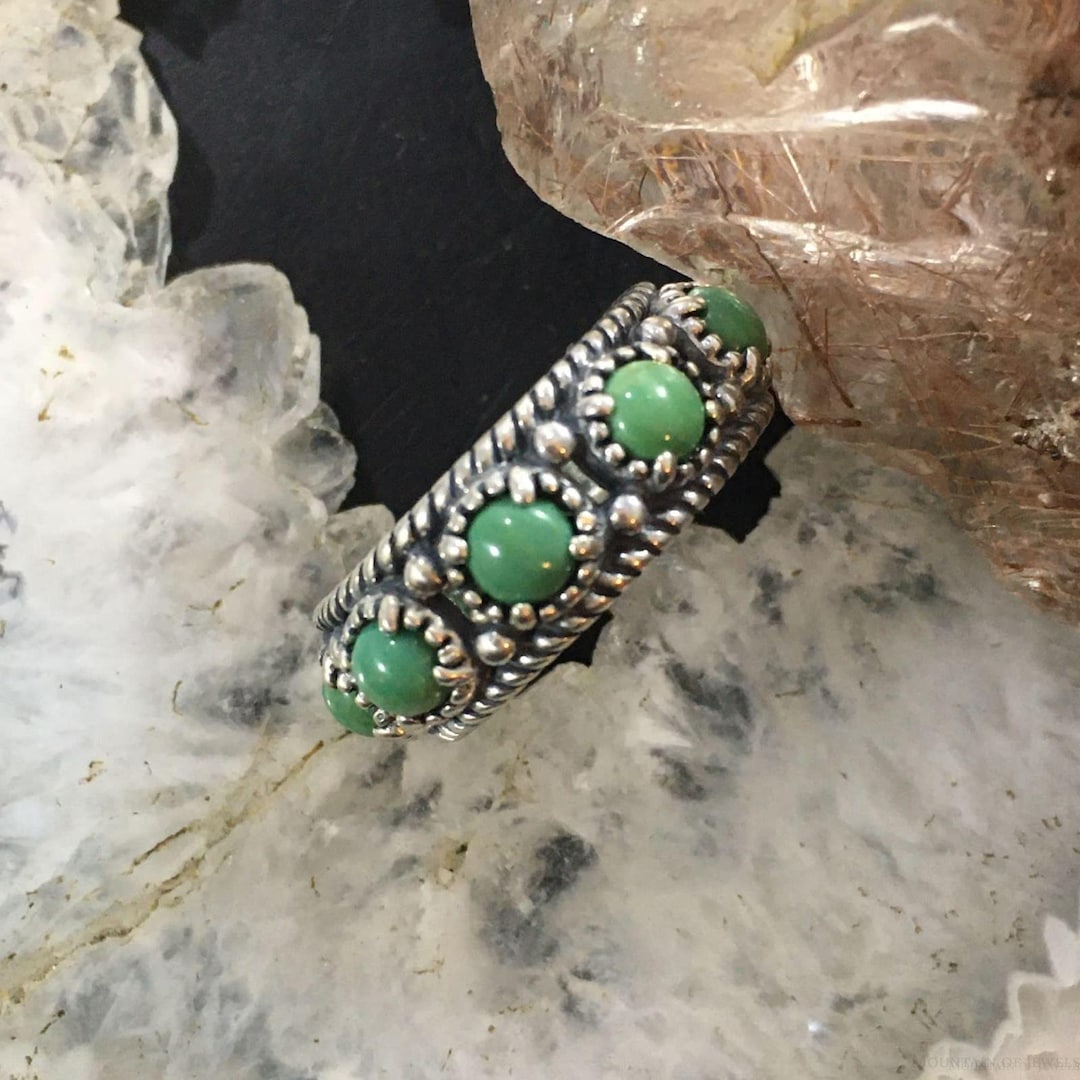 Anillo de plata de ley con turquesa verde de Carolyn Pollack, tallas 5 ...