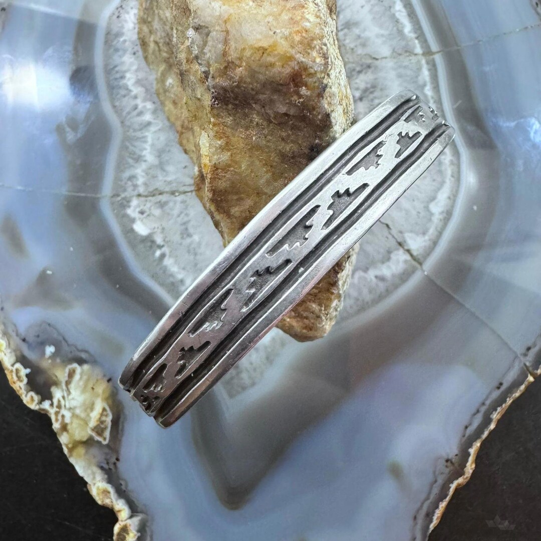 Vintage Darin Bill Native American Sterling Silver Engraved Bracelet for Men - Etsy