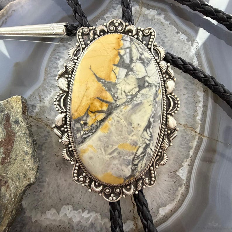 Sterling Silver Southwestern Style Oval Large Maligano Jasper Bolo Tie ...