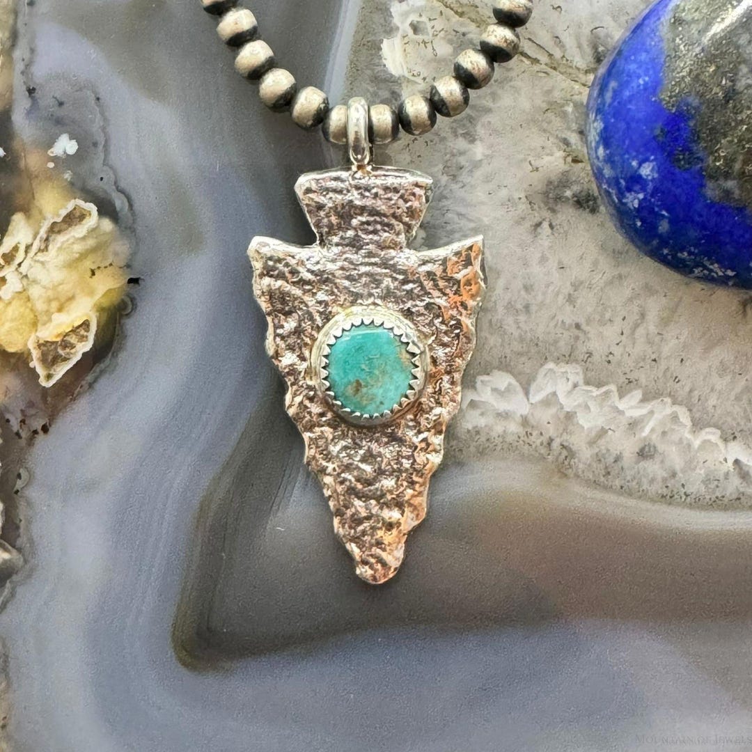 Gary Custer Sterling Silver Tufa Cast Turquoise Arrowhead Uni Pendant 3 ...