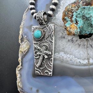 Cheyenne Custer Sterling Silver & Turquoise Dragonfly Tufa Cast Unisex ...