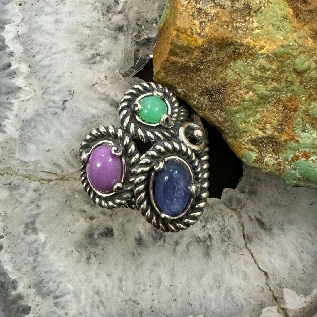 Carolyn Pollack Sterling Silver Multi Gemstone Decorated Ring Size 8.5 ...