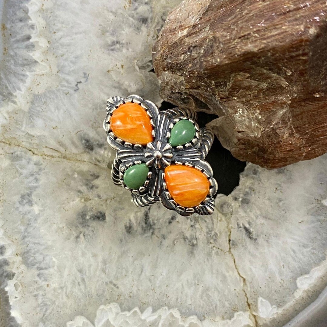 Carolyn Pollack Sterling Silver Orange Spiny Oyster & Gaspeite Cross ...
