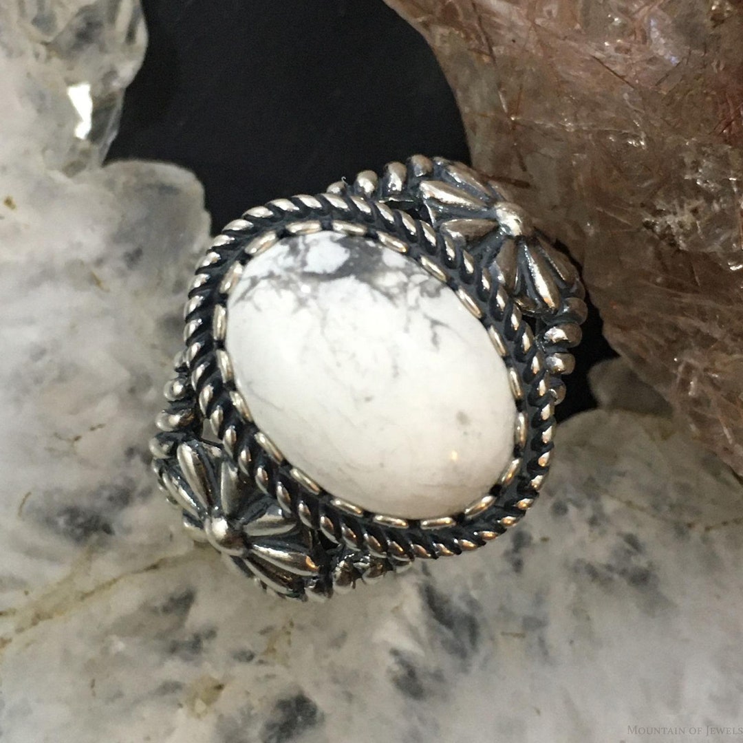 Carolyn Pollack Vintage Sterling Silver Oval Howlite Decorated Ring for ...