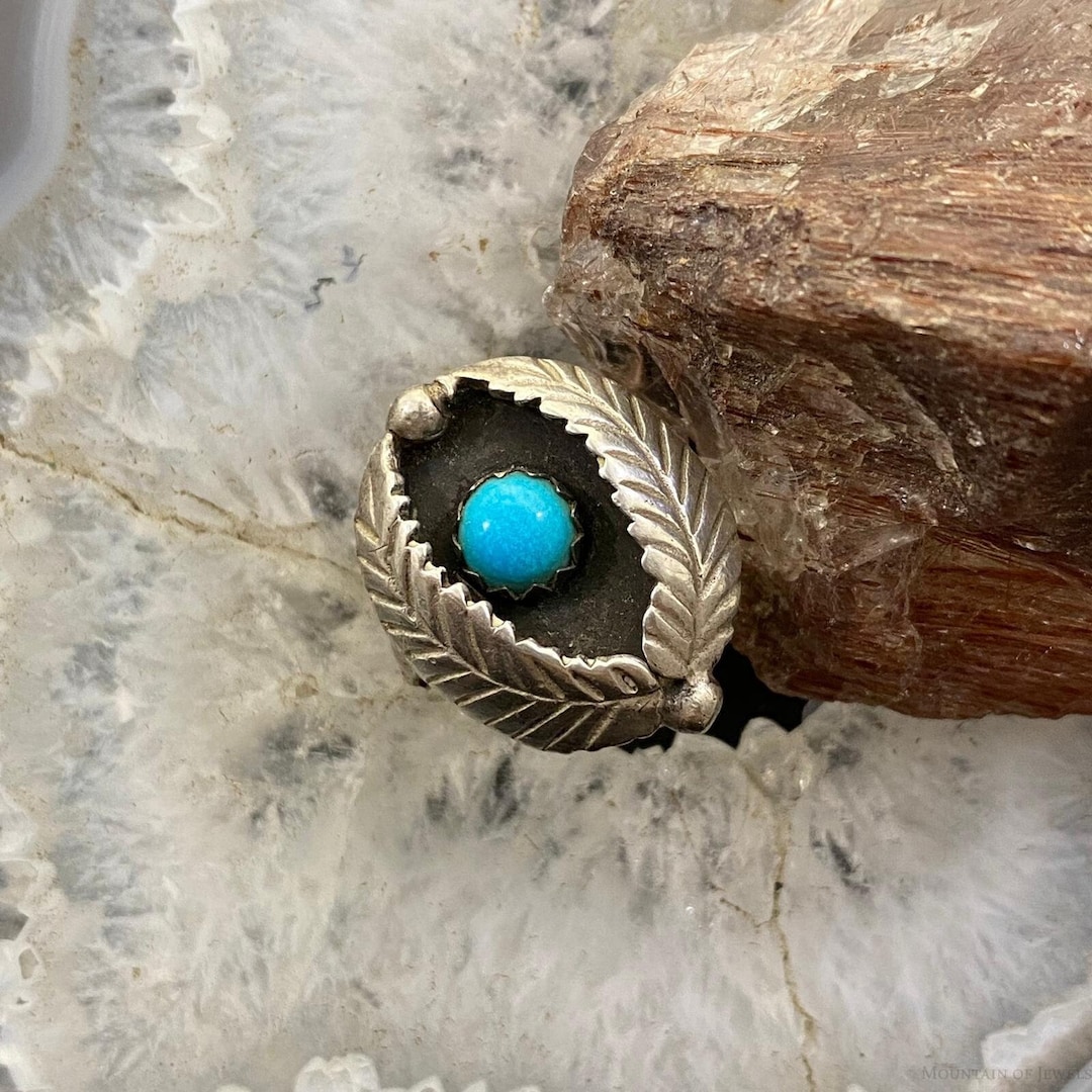 Vintage Silver Turquoise Shadow Box Ring Size 8.75 for Women, Native ...