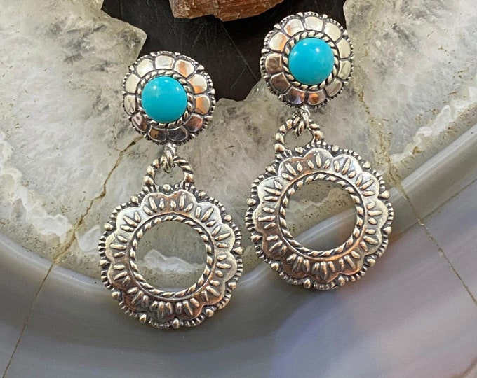 Vintage Sterling Silver Carolyn Pollack Turquoise Cabochon Robin Egg ...