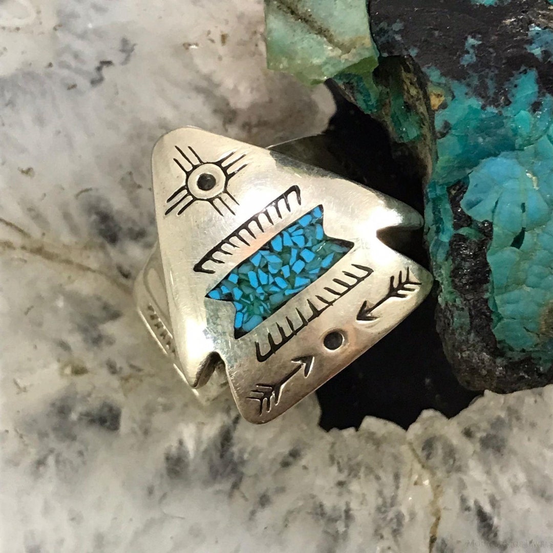 Carolyn Pollack Sterling Silver Turquoise Chip Inlay Arrowhead Ring ...