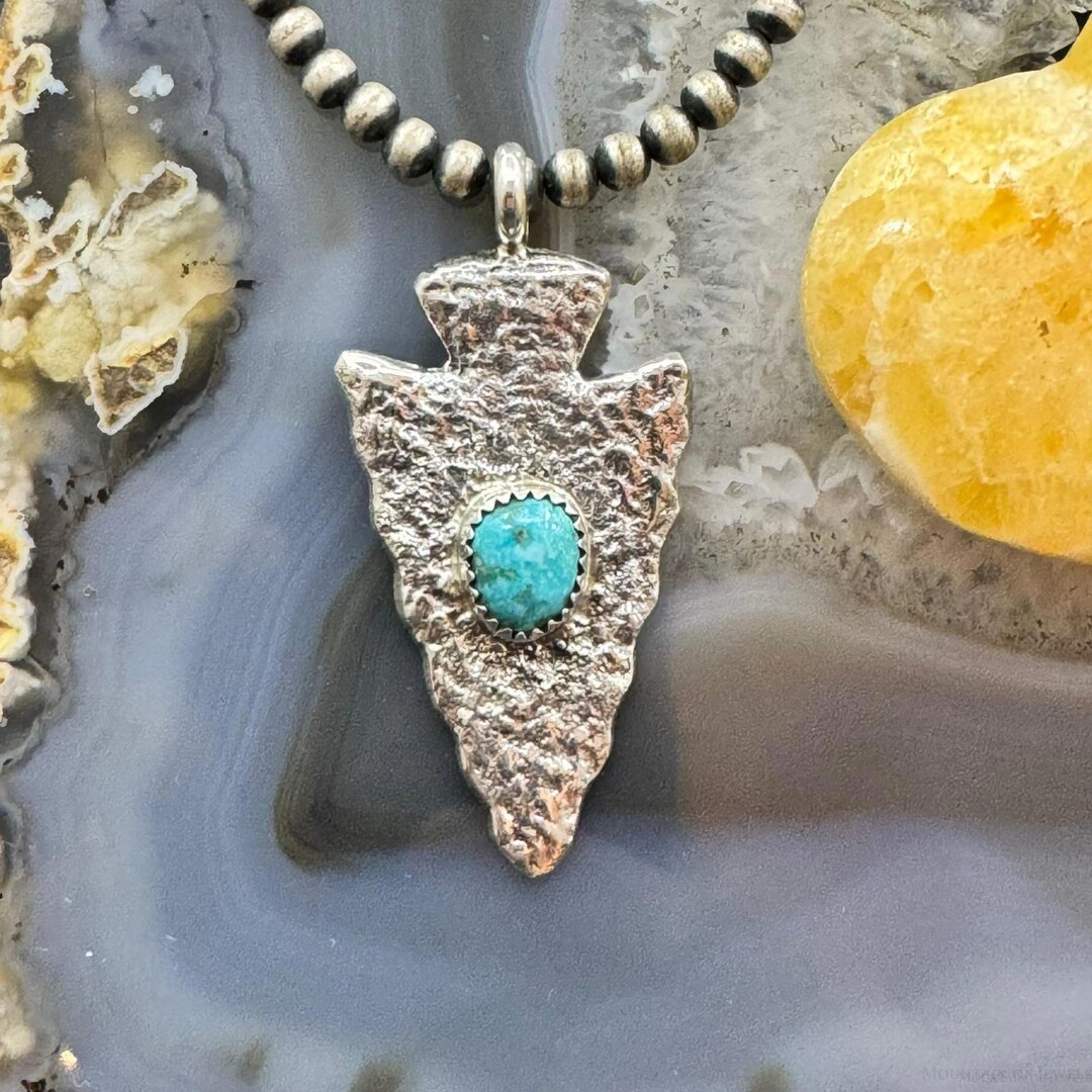 Gary Custer Navajo Sterling Silver Tufa Cast Turquoise Arrowhead Uni ...