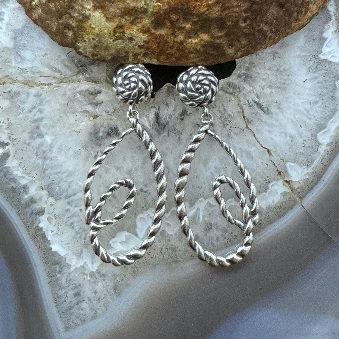 Carolyn Pollack Sterling Silver Swirly Rope Dangle Earrings for Women ...