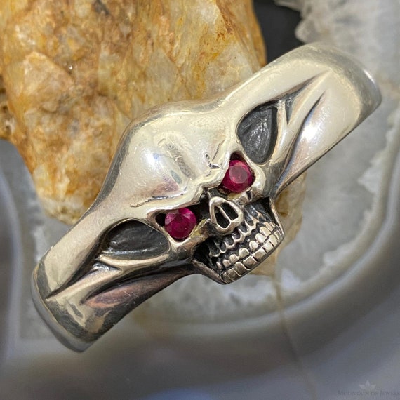 Solid silver skull bracelet - Gem