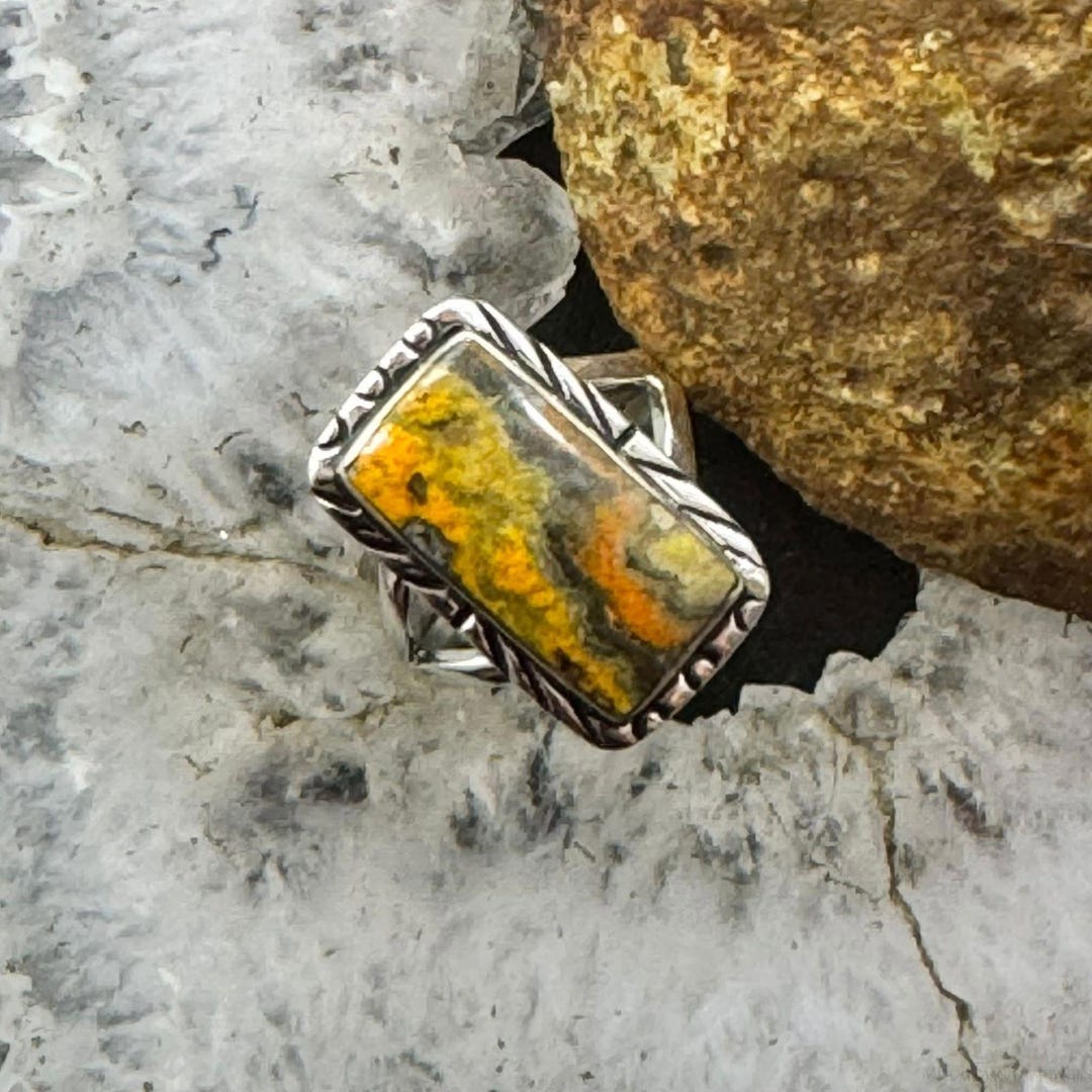 Sterling Silver Jasper Bar Ring Size 5.25 for Women 1, Native American ...