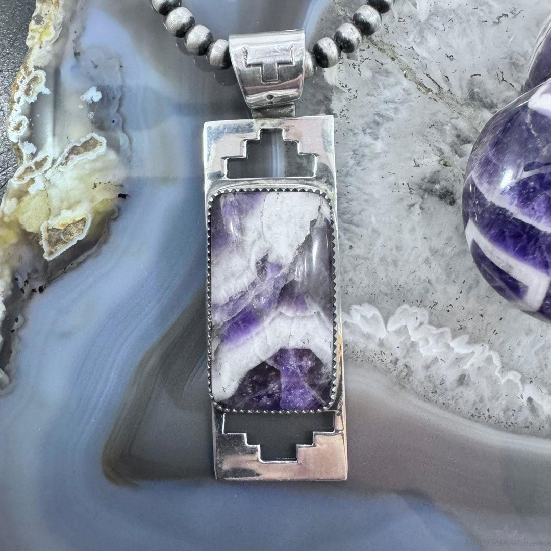 Frank Chavez Sterling Silver Rectangle Lace Amethyst Uni Pendant, Santo ...