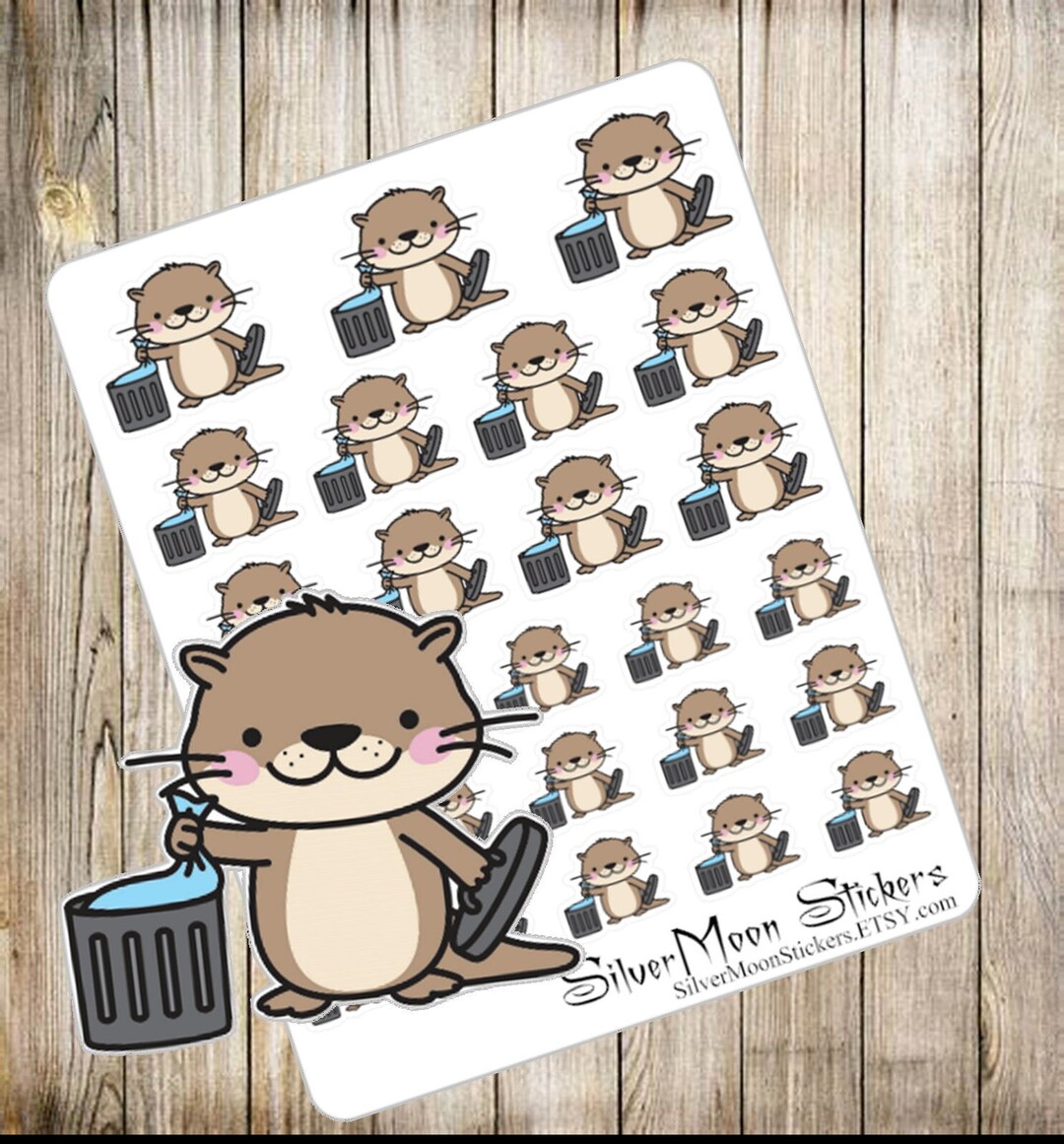 Otter Planner Organizer Stickers - Otter Trash Time - Etsy