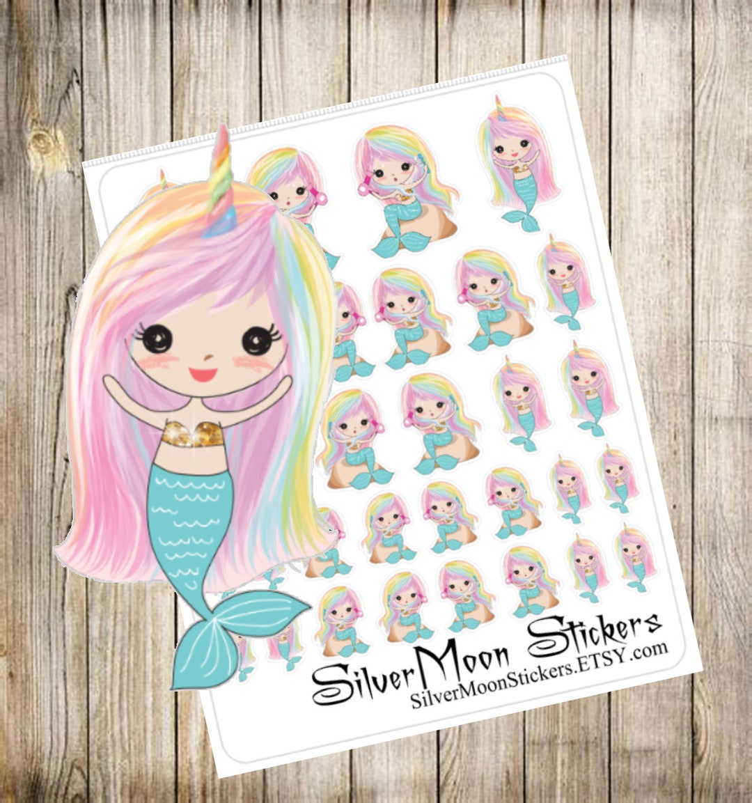 Rainbow Mermaid Planner Organizer Stickers - Unicorn and Hair - Etsy