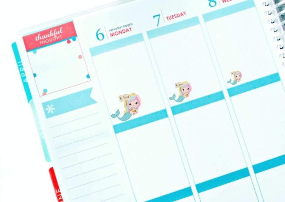 Rainbow Mermaid Planner Organizer Stickers no Spend - Etsy