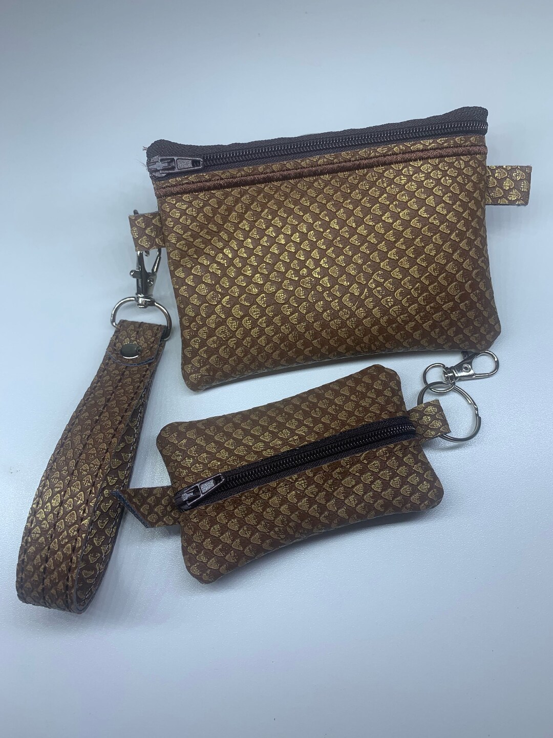 Set of Two Pouches, Card Pouch, Coins Pouch, Cards Keychain Holder ...