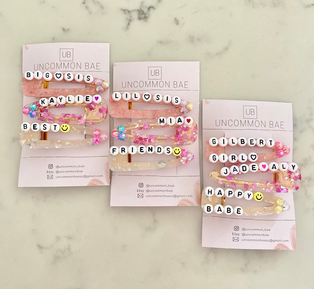 Personalized Girls Hair Pin, Resin Hair Clip, Hair Clip With Name ...