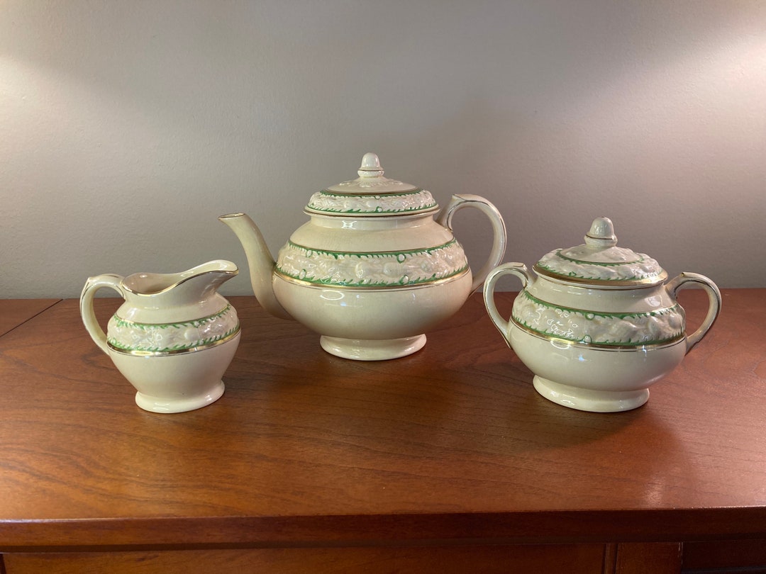 Adams Royal Ivory Titian Ware “the Perugia” Teapot Sugar Bowl and ...