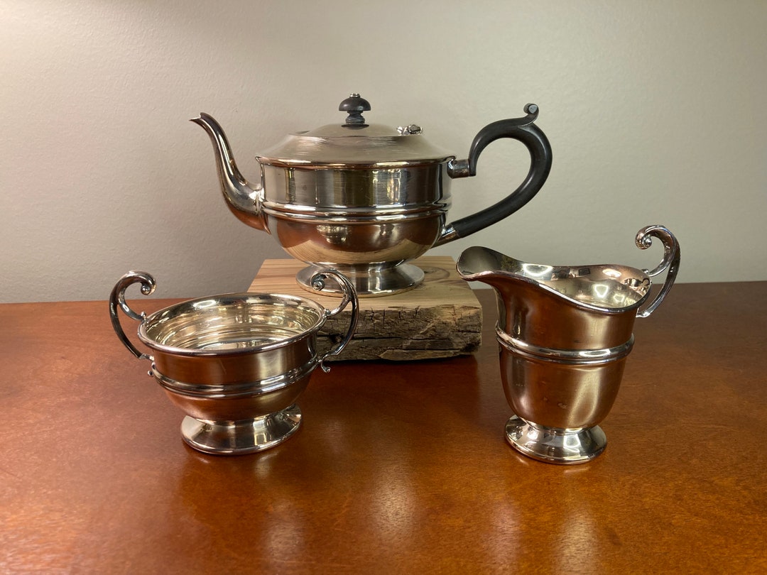 Vintage Art Deco EPNS 3-pc. Tea Set by CG & Co. England Ebony Handles - Etsy