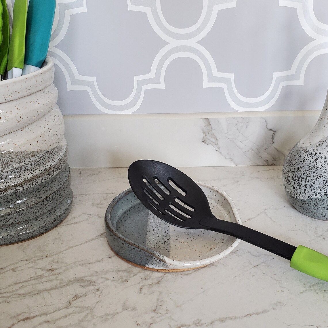 Ceramic Handmade Spoon Rest for Your Stovetop Two-color Spoon - Etsy